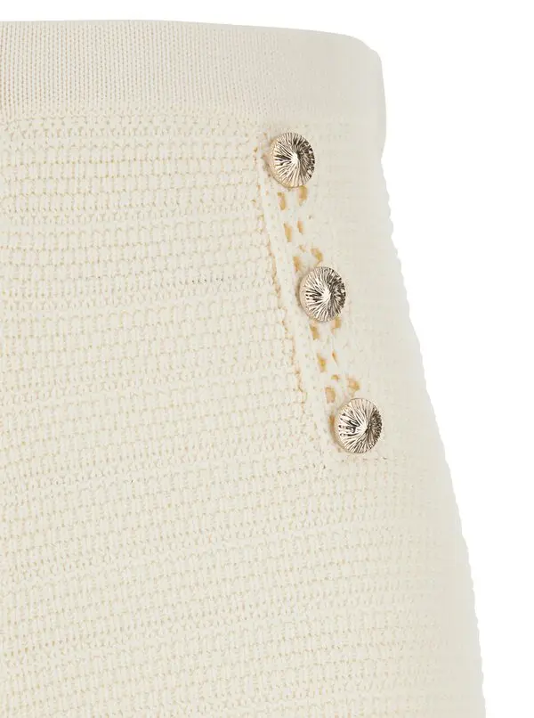 TWINSET Crochet Detailed Knitted High Waist Pants - White
