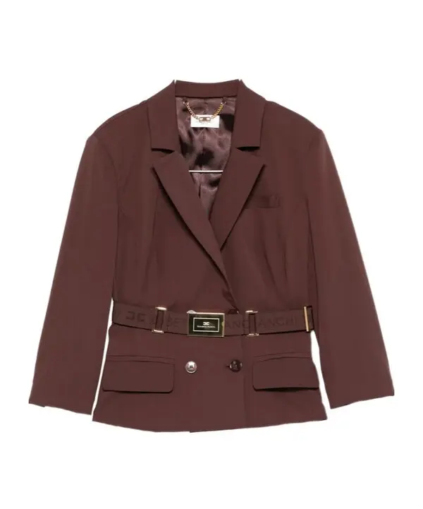 Elisabetta Franchi Belted Double-breasted Blazer - Red