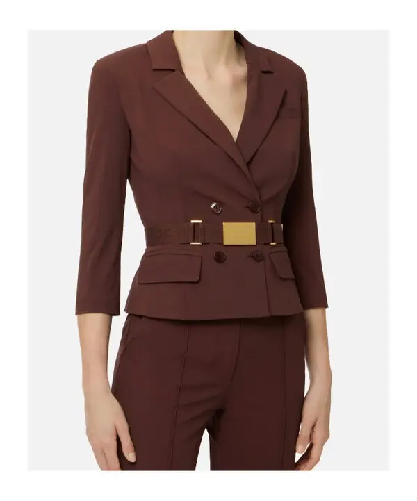 Elisabetta Franchi Belted Double-breasted Blazer