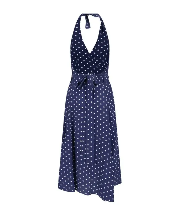 P.a.r.o.s.h Polka Dot V-neck Halter Dress - Blue