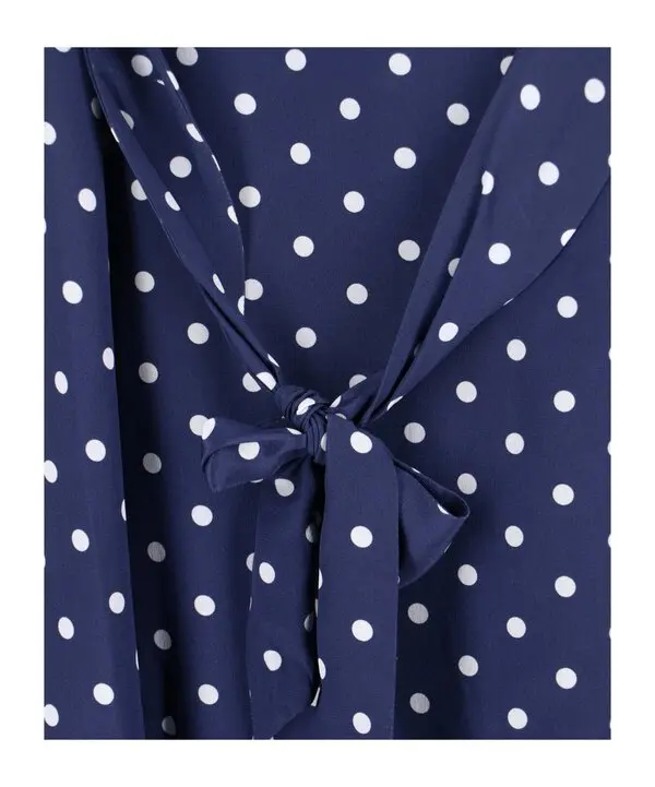 P.a.r.o.s.h Polka Dot V-neck Halter Dress - Blue