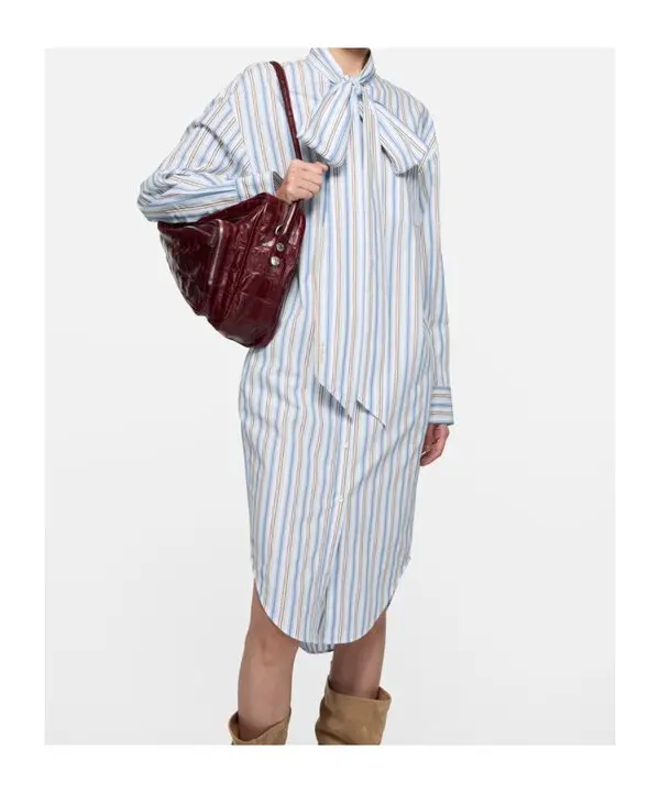 Acne Studios Striped Shirt Dress With Bow Detail