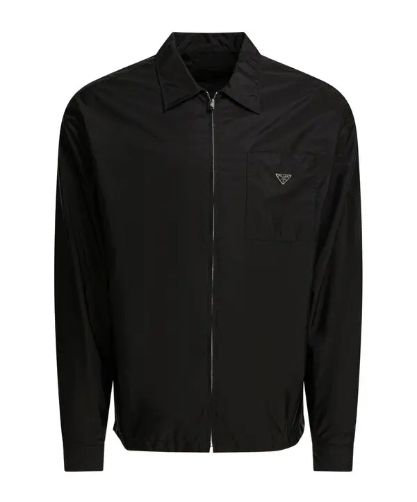 Prada Triangle-logo Zipped Shirt - Black