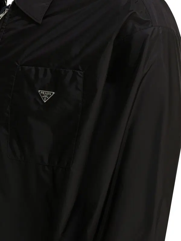 Prada Triangle-logo Zipped Shirt - Black