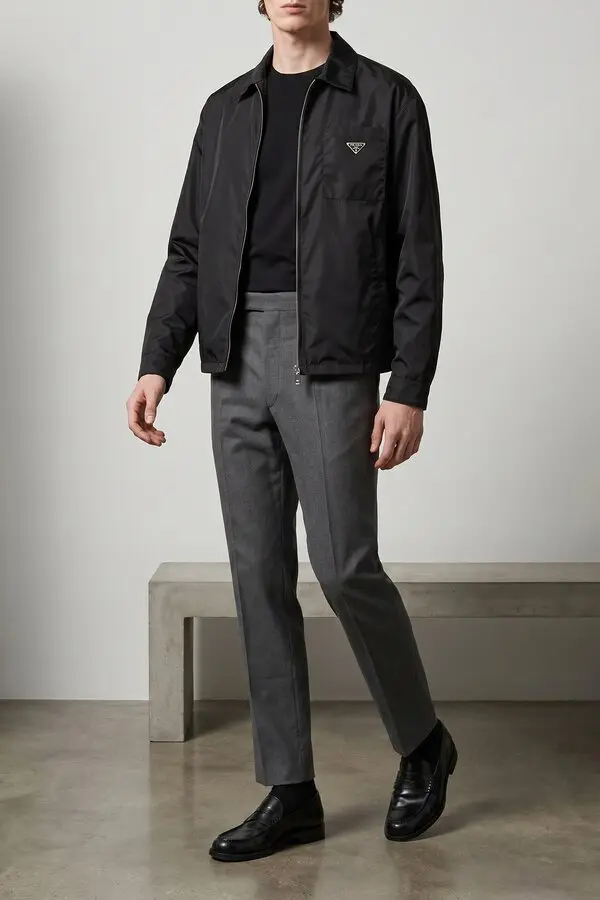 Prada Zip-up Long Sleeve Shirt With Turn-down Collar