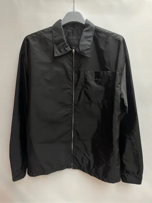 Prada Zip-up Long Sleeve Shirt With Turn-down Collar