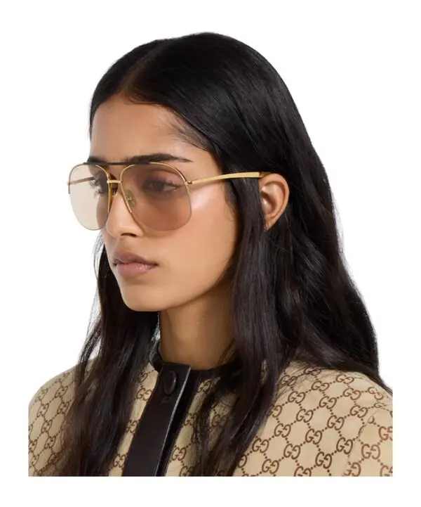 Gucci Aviator Frame Sunglasses - White