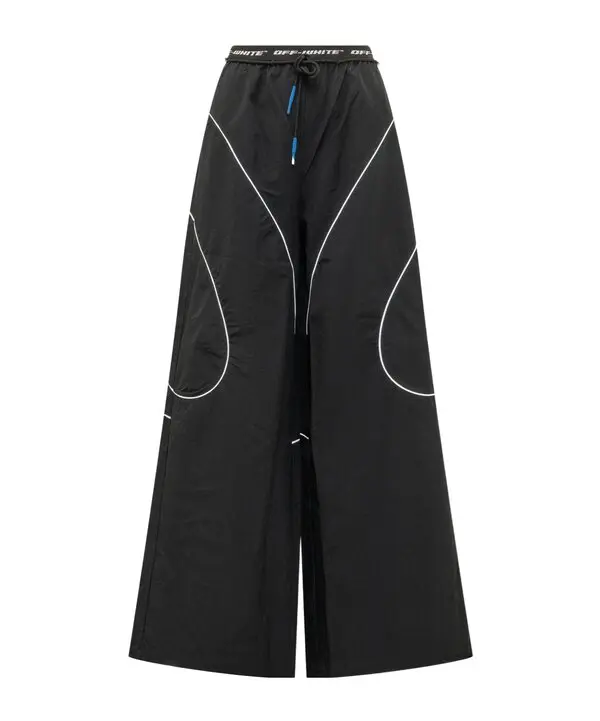 Off-White Drawstring Wide Leg Trousers