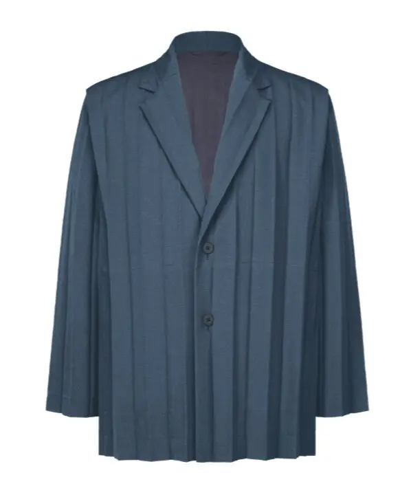 Issey Miyake Homme Plissé Pleated Blazer - Navy