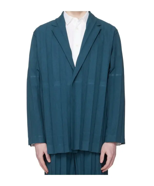 Issey Miyake Homme Plissé Pleated Blazer - Navy