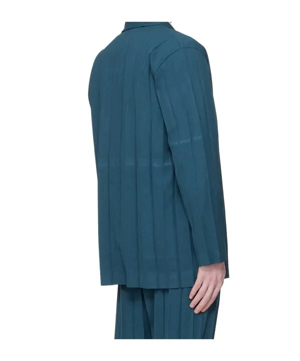 Issey Miyake Homme Plissé Pleated Blazer - Navy