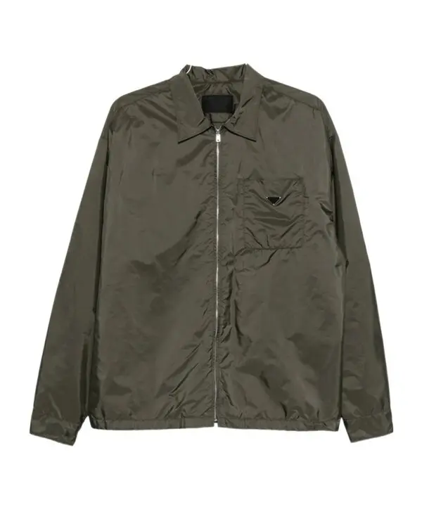 Prada Triangle-logo Zipped Shirt - Black