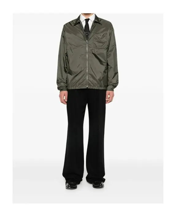 Prada Triangle-logo Zipped Shirt - Black