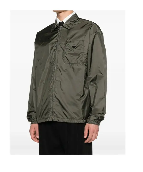 Prada Triangle-logo Zipped Shirt - Black