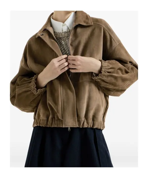 Brunello Cucinelli Couture Shiny Zipper Pull Outerwear Jacket - No