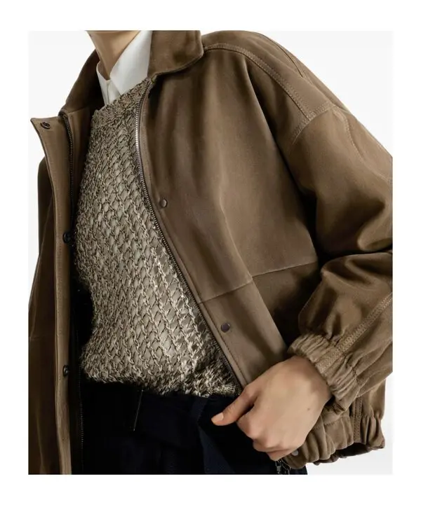 Brunello Cucinelli Couture Shiny Zipper Pull Outerwear Jacket - No