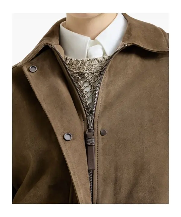 Brunello Cucinelli Couture Shiny Zipper Pull Outerwear Jacket - No
