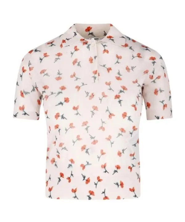 JIL SANDER Floral Print Polo T-shirt - Pink