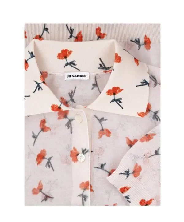 JIL SANDER Floral Print Polo T-shirt