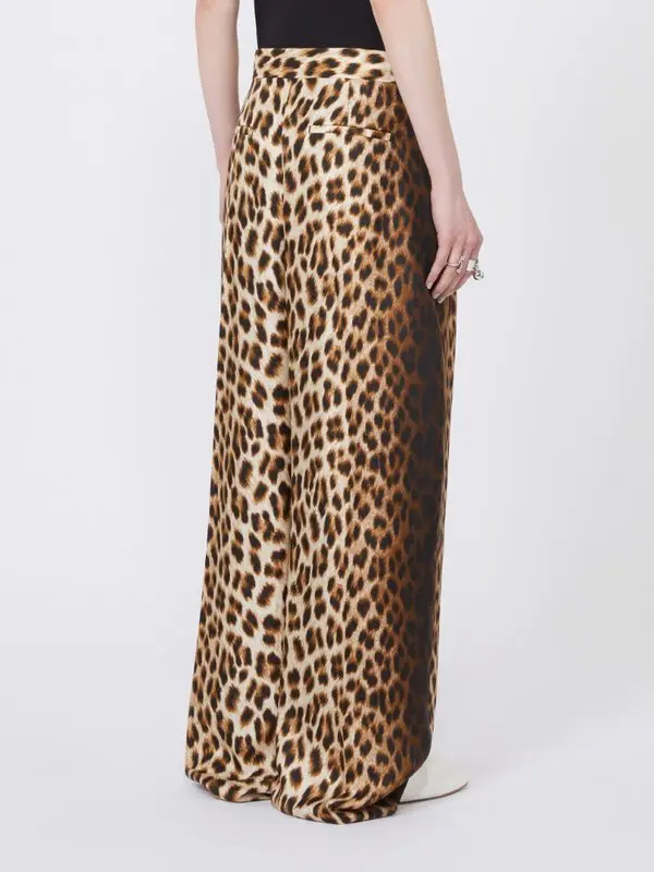 Sportmax Animal Print Draped Wide-leg Trousers - Camel