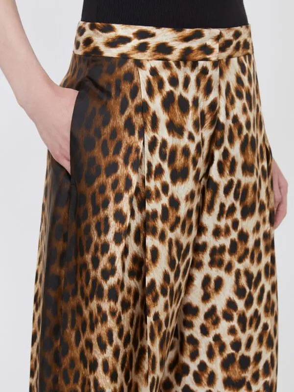 Sportmax Animal Print Draped Wide-leg Trousers - Camel