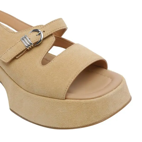 VIC MATIE Platform Buckle Heeled Sandals - Nude