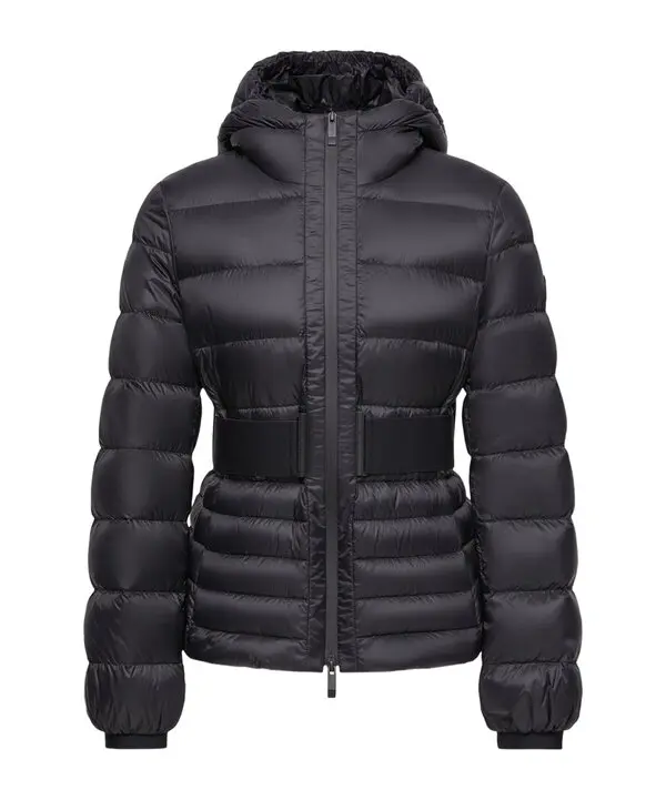 Moncler Magnolia Belted Hooded Down Jacket - Black