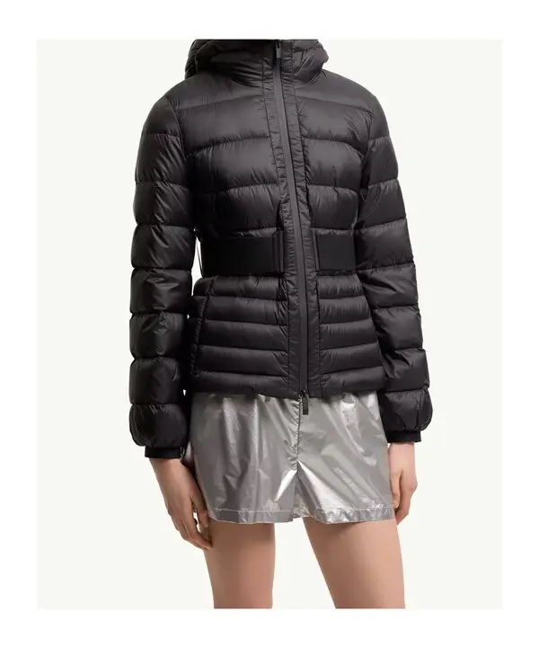 Moncler Magnolia Belted Hooded Down Jacket - Black