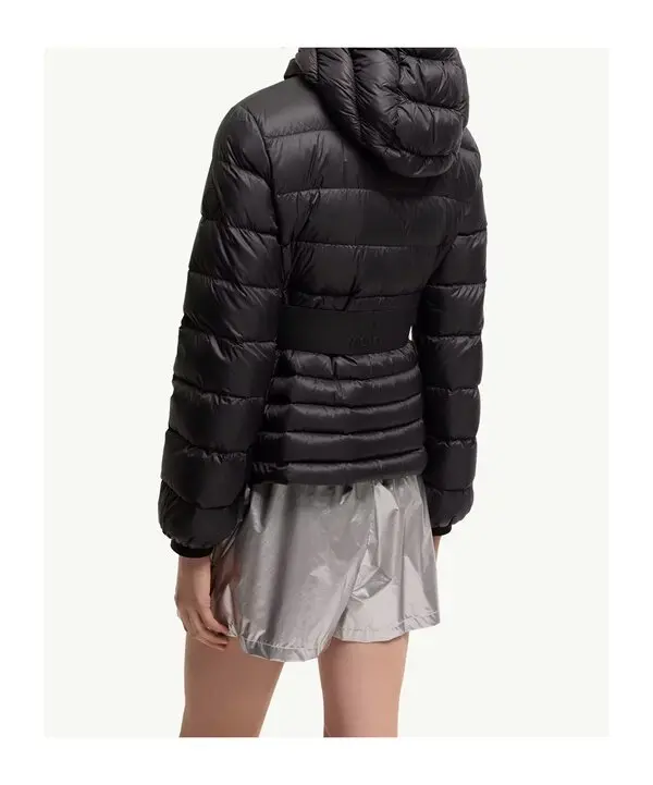 Moncler Magnolia Belted Hooded Down Jacket - Black
