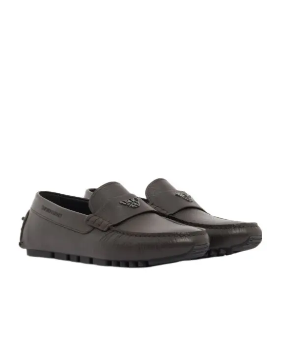 Emporio Armani Logo Plaque Slip-on Loafers