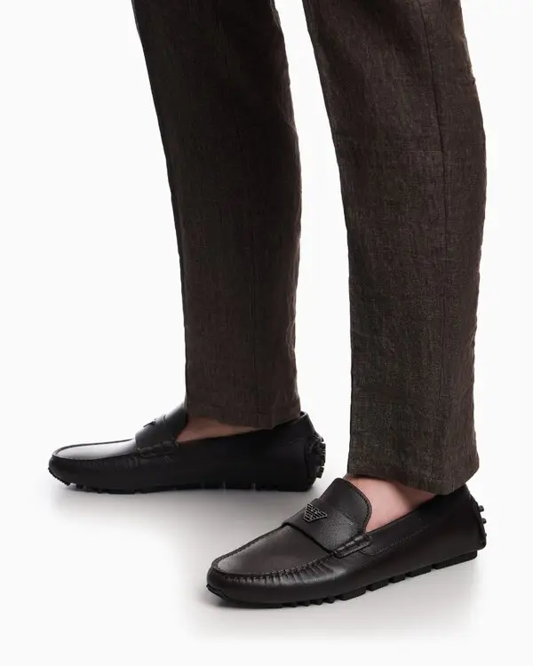Emporio Armani Logo Plaque Slip-on Loafers