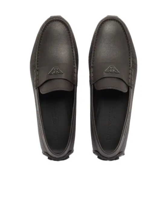 Emporio Armani Logo Plaque Slip-on Loafers