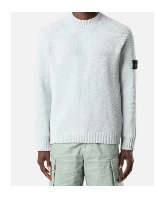 Stone Island Mock Neck Sweater With Ribbed Trims