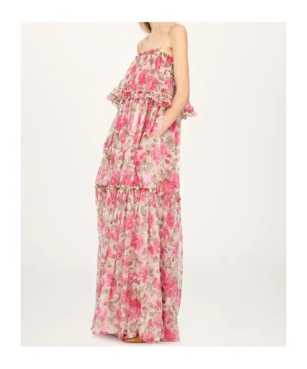 Chloé Floral Print Silk Mousseline Maxi Dress