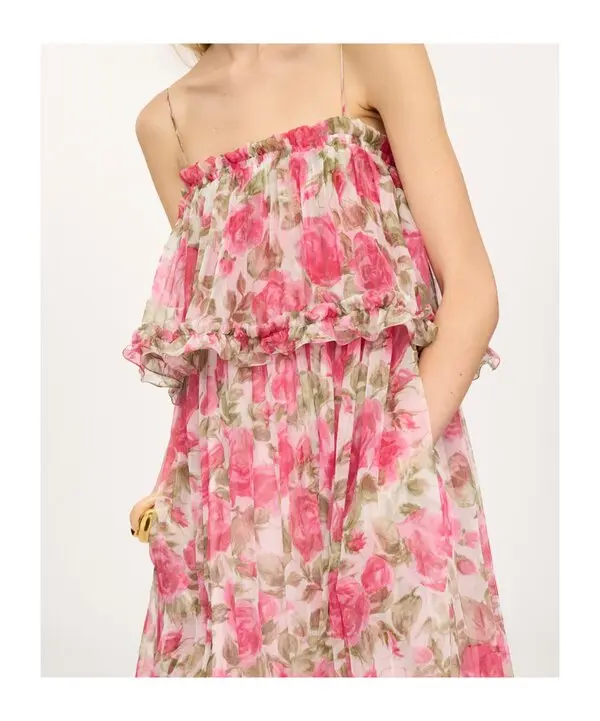 Chloé Floral Print Silk Mousseline Maxi Dress