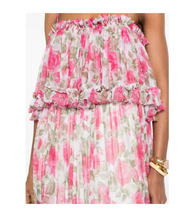 Chloé Floral Print Silk Mousseline Maxi Dress - Pink