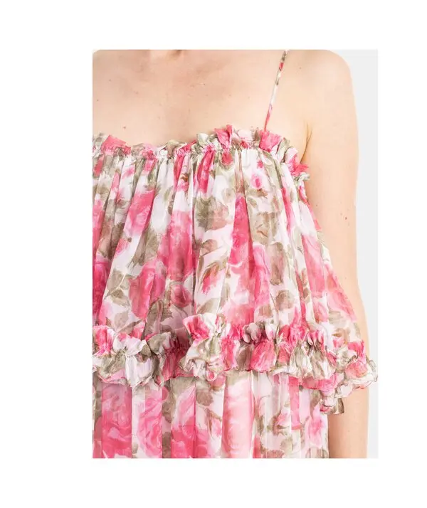 Chloé Floral Print Silk Mousseline Maxi Dress - Pink