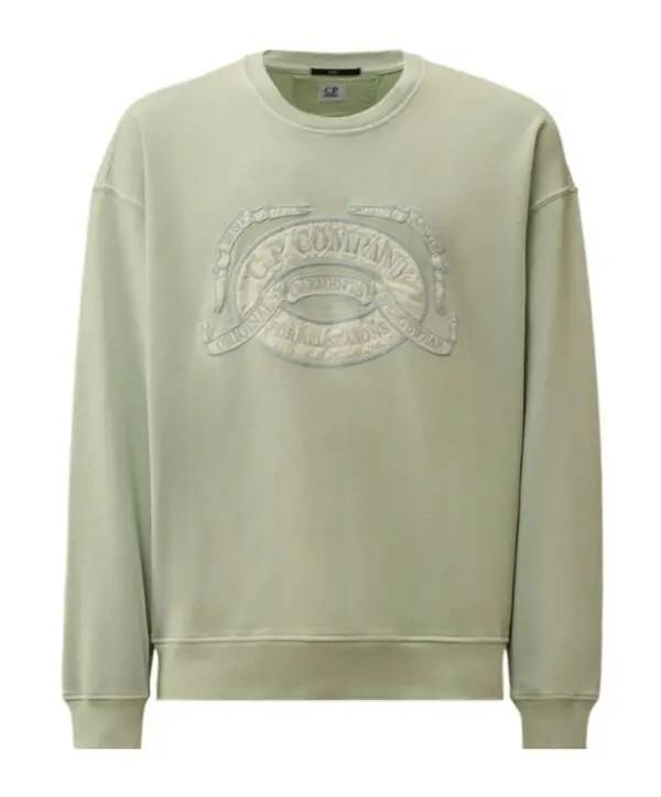 C.P. COMPANY Logo Crew Neck Sweatshirt - Mist Blue