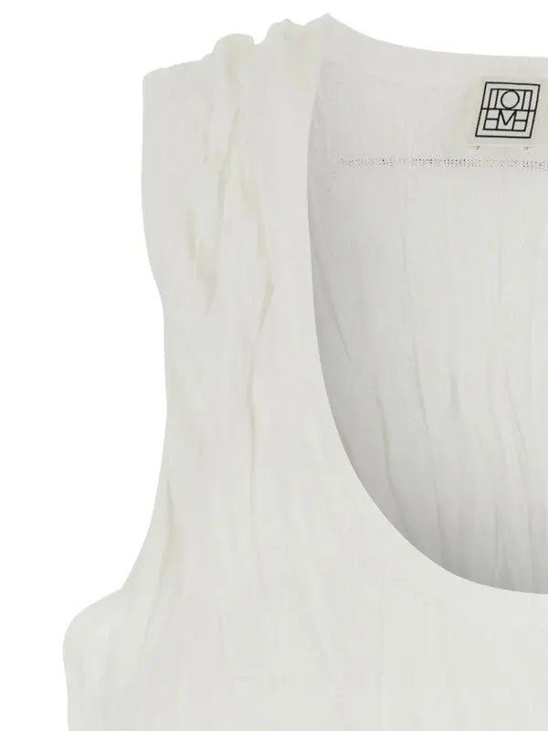TOTEME Crinkled Knit Tank Top - White
