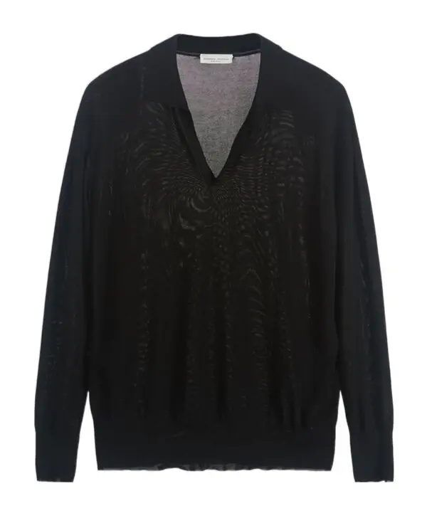 ROBERTO COLLINA Open Collar Knitted Top - Black