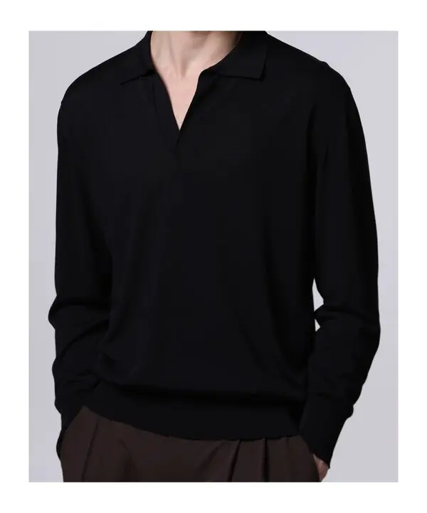 ROBERTO COLLINA Open Collar Knitted Top - Black