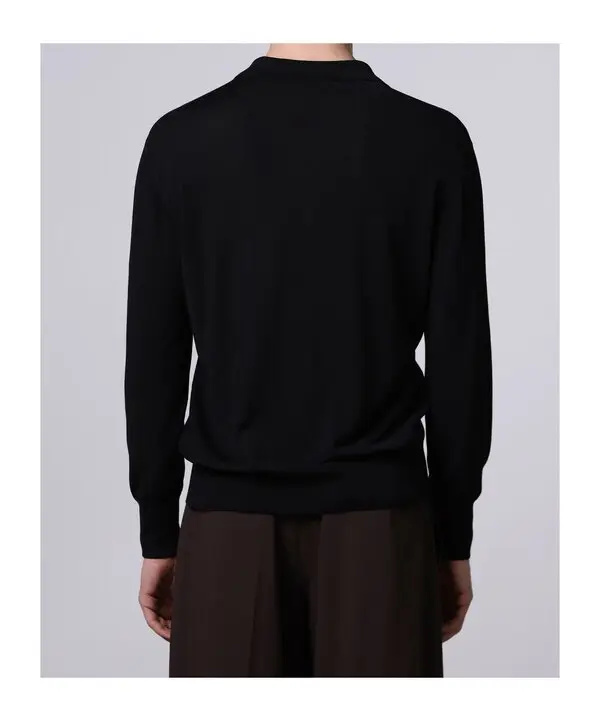 ROBERTO COLLINA Open Collar Knitted Top - Black