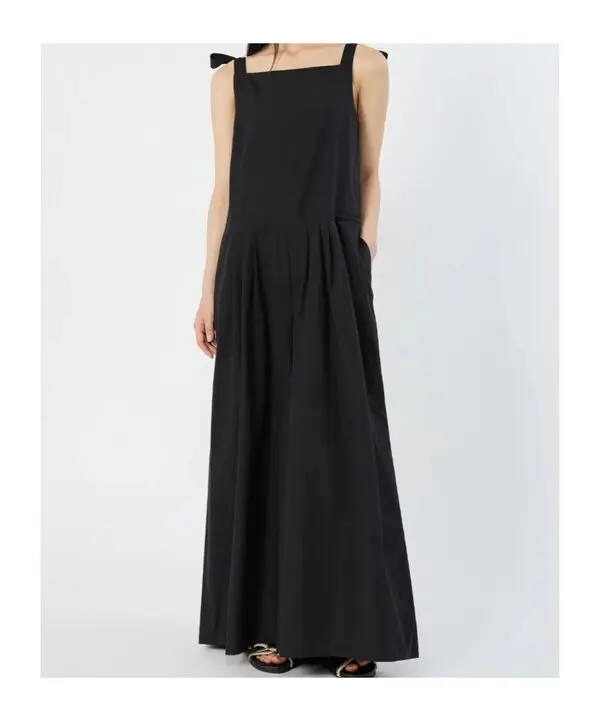 Max Mara Sleeveless Poplin Jumpsuit With Shoulder Ties And Pleated Details