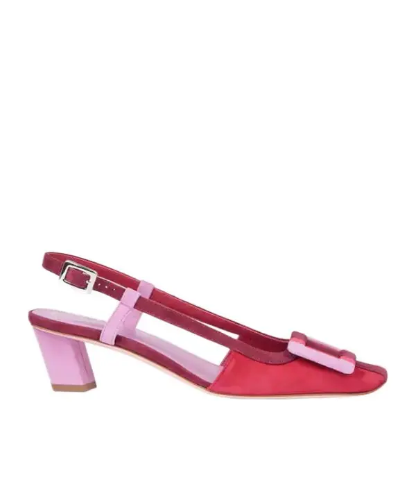 ROGER VIVIER Striped Slingback Heeled Pumps - Red