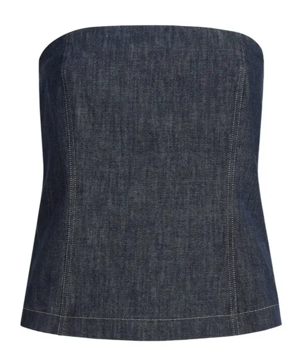 Brunello Cucinelli Strapless Top With Back Zip Closure - Denim