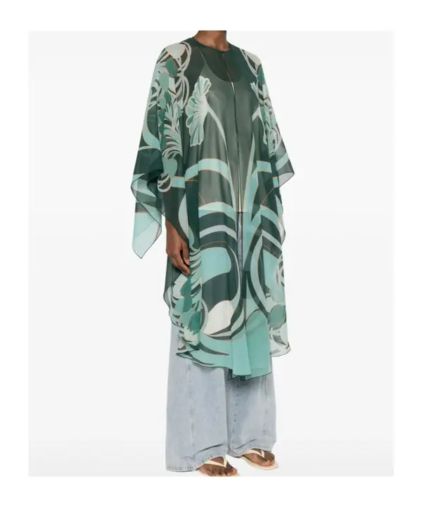 La DoubleJ Maria Floral Open Kaftan - Dark Green