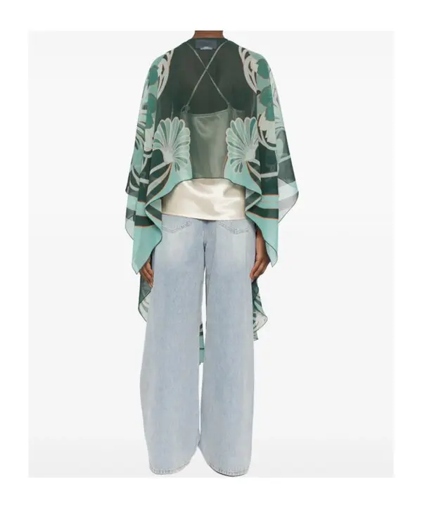 La DoubleJ Maria Floral Open Kaftan - Dark Green