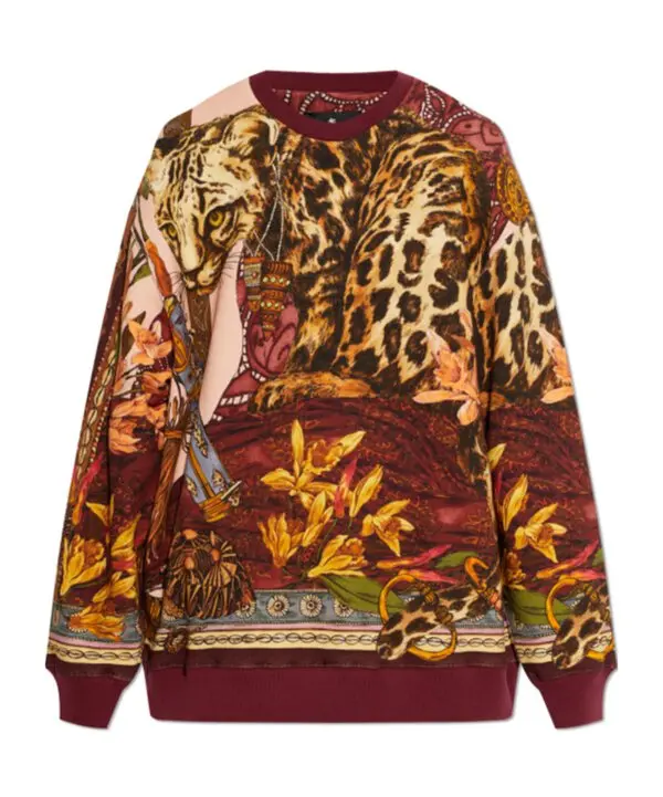 Etro Long Sleeve Crewneck Sweatshirt With Animal Print - Brown