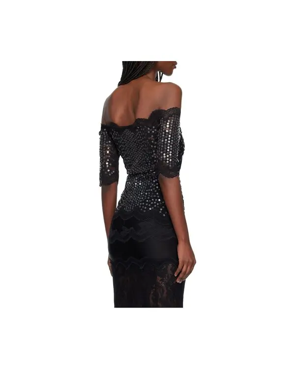 Rabanne Sequin Lace Top - Black