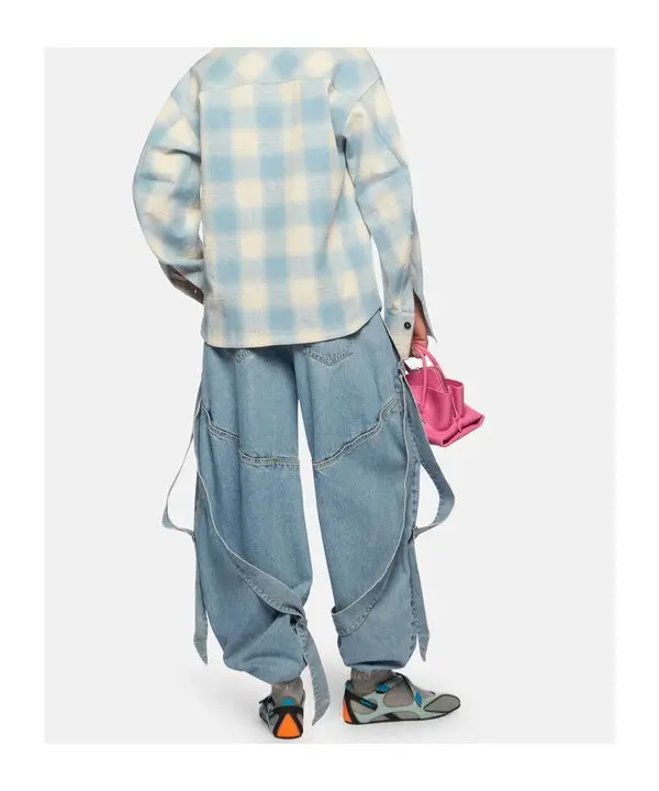 Attico Wide Leg Jeans With Belt Loops And Side Pockets